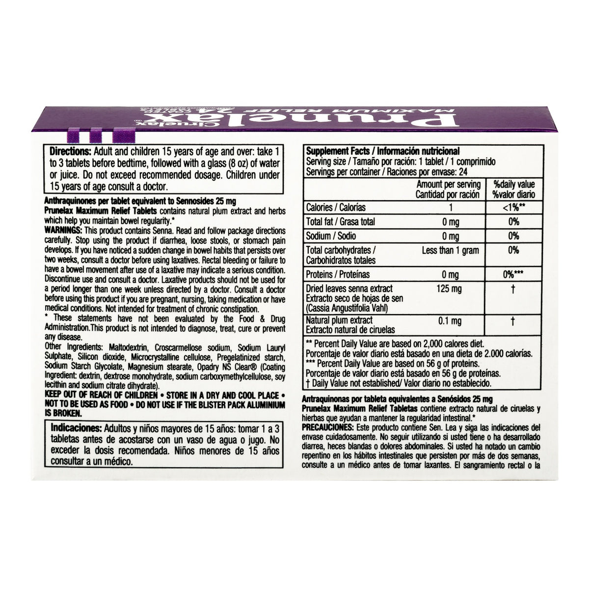Prunelax Maximum Relief 24 Tabs. – Healthtex Distributors